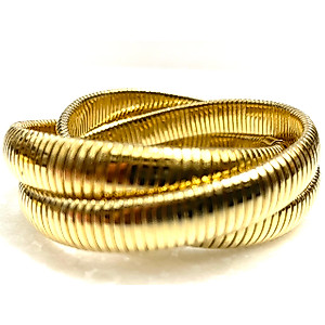Marshal Metal Fashion Bracelet Omega Stretch Triple Cobra Bracelet (10mm x3) (Gold)
