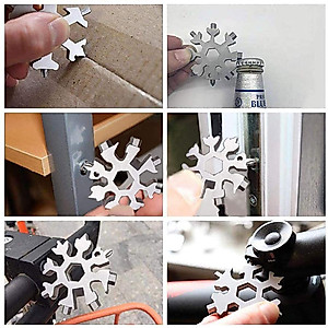 3 Pack 18-in-1 Snowflake Stainless Steel Multi Tool, Portable and Durable Screwdriver Compact Snowflakes Multitool for Bottle Opener/Outdoor Camping/Keychain for Christmas