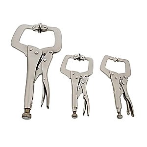 DCT C Clamps for Woodworking Welding Clamps Locking Pliers Set 3-Piece Wood Clamp Set, 11in and 6in Swivel Tip