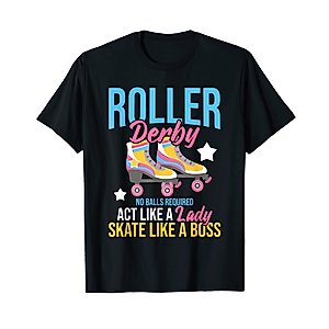 Roller Derby No Balls Required - Roller Skating Speed Skater T-Shirt