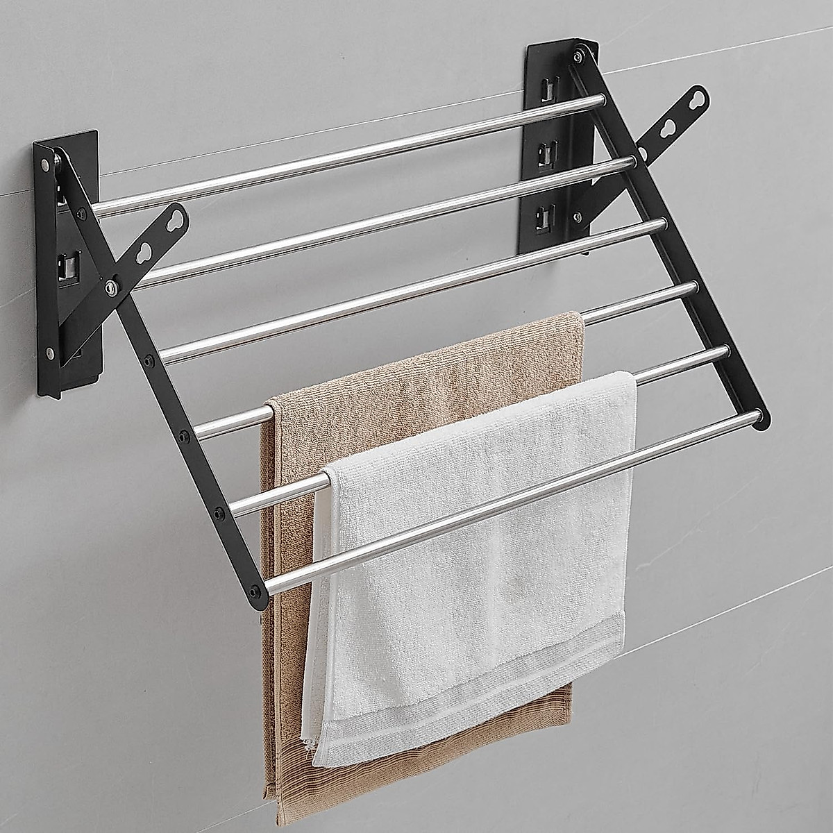 NEWRAIN Clothes Drying Rack, Wall Mounted Laundry Drying Rack Clothing,23" Wide Stainless Steel Hanging Drying Rack