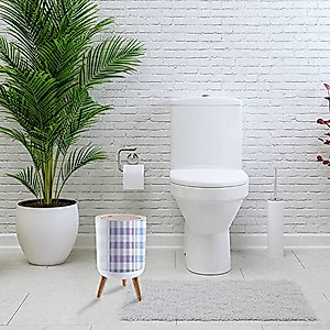 Trash Can with Lid Plaid Shirt Crossed Lines Vintage Seamless paterns Set Plaid Tartan Wood Small Garbage Bin Waste Bin for Kitchen Bathroom Bedroom Press Cover Wastebasket 7L/1.8 Gallon