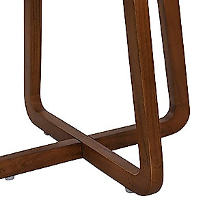 Main + Mesa Modern Boho Round End Table with Genuine Marble Top and Solid Wood Legs, White and Walnut