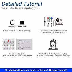 Freenove Basic Starter Kit for Raspberry Pi Pico W (Included), Dual-core Arm Cortex-M0+ Microcontroller, 386-Page Detailed Tutorial, 142 Items, 55 Projects, Python C Code