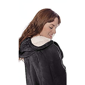 Sherpa Oversized Hoodie Blanket - Double Sided Sweatshirt Blanket Hoodie Women / For Men And Kids | Big Wearable Blanket For Adults And Teens One Size Fits All |  The Ultimate Gift - Reluxie (Black)