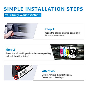 950XL 951XL Remanufactured Ink Cartridge for HP 950 951 XL High Yield Compatible with OfficeJet Pro 8600 8610 8615 8620 8625 8630 8100 276dw 251dw (Black, Cyan, Magenta, Yellow, 4XL Combo Pack)