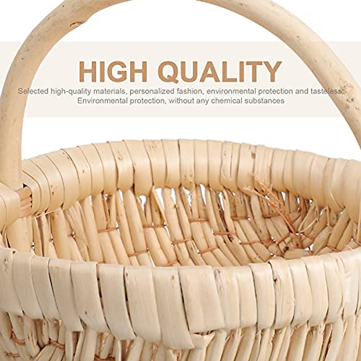 Hemoton Woven Storage Basket Wedding Flower Girl Basket Woven Ranttan Flower Bride Basket Picnic Basket for Wedding Bridal Ceremony Party Decoration (Beige) S Wicker Basket