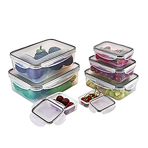 Bellaware Airtight Food Storage Containers with Locking Lids, Plastic, Set of 7, Black