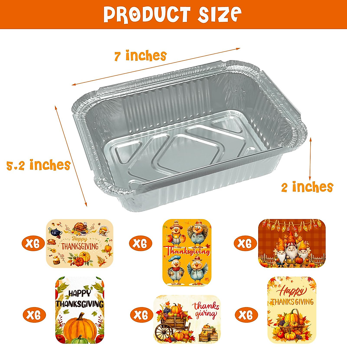 Thanksgiving Food Aluminum Pans Disposable Thanksgiving Leftover Containers with Lids 36Pcs Turkey To Go Cookware Takeout Fall Party Favors Supplies