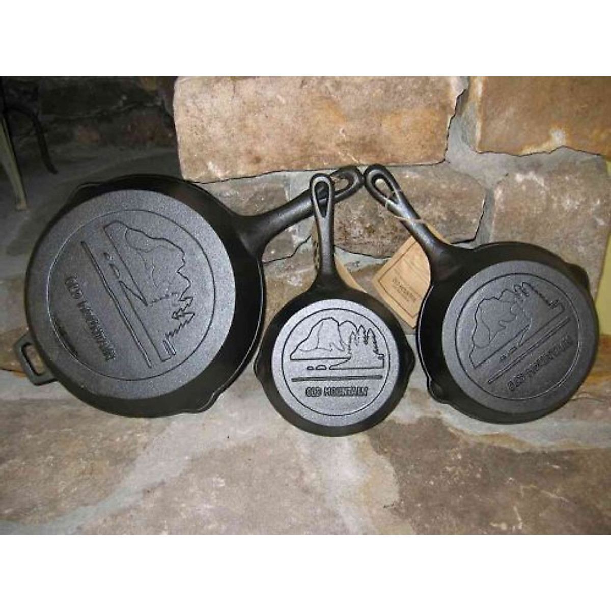 Skillet Set - Pre Seasoned 3 Piece Cast Iron set - 6.5, 8, 10.5 Inches By Old Mountain