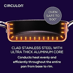 Circulon C1 Series Clad Stainless Steel with ScratchDefense Technology Cookware Nonstick Induction Stockpot with Lid, Metal Utensil Safe, 8 Quart - Polished Stainless Steel