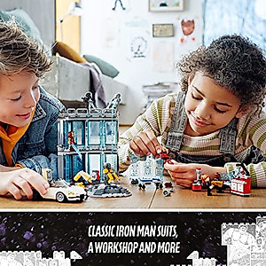 Lego Marvel Iron Man Armory Toy Building Set 76216, Avengers Gift for 7 Plus Year Old Kids, Boys & Girls, Iron Man Pretend Play Toy, Marvel Building Kit with MK3, MK25 and MK85 Suit Minifigures