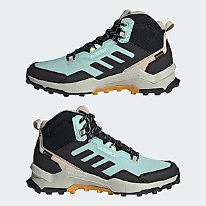 adidas Women's Terrex AX4 Mid Gore-Tex Sneaker, Semi Flash Aqua/Core Black/Preloved Yellow, 11