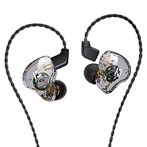 YINYOO KBEAR KS1 in Ear Monitor Bass Earbuds Wired Earbuds,Clear Sound Stereo Headphones, Vocals Forwards High Resolution Noise Canceling Earphones with Detachable Cable for Musicians