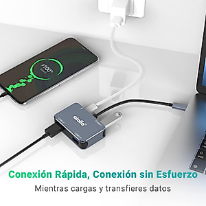 atolla USB C Hub – Aluminum 4-in-1 USB C Adapter with 3 USB 3.0 Ports & 60W Power Delivery Port for MacBook Pro/Air, iPad Pro, Chromebook, Dell and More