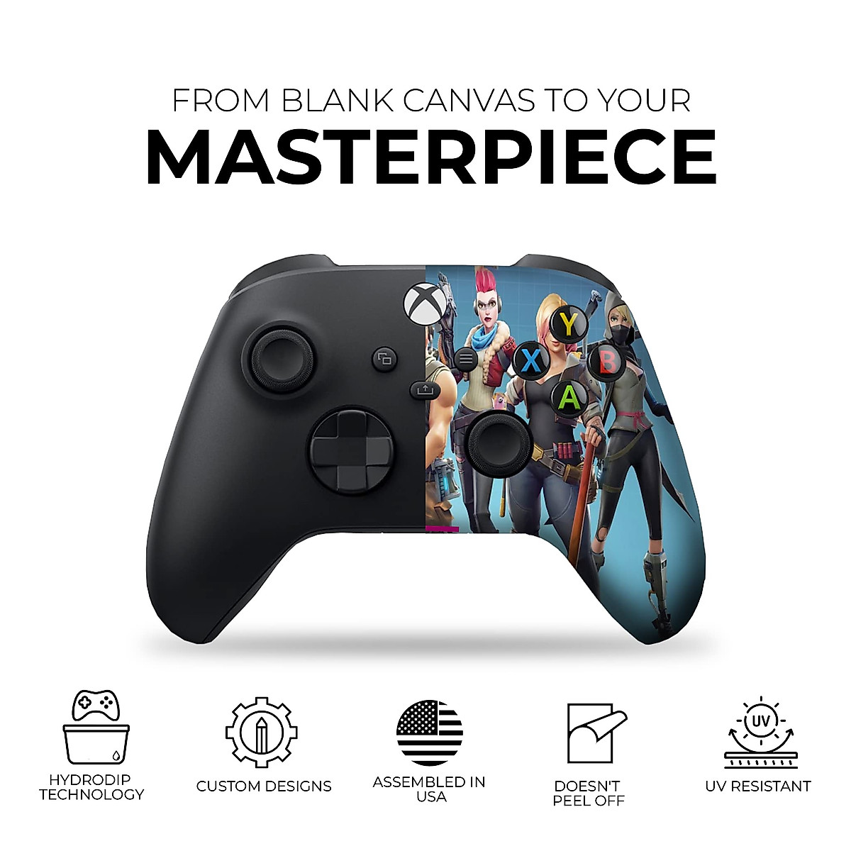 DreamController Fortnight Blue Custom X-box Controller Wireless compatible with X-box One/X-box Series X/S Proudly Customized in USA with Permanent HYDRO-DIP Printing (NOT JUST A SKIN)
