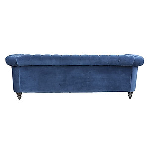 LEVNARY Three-Seat Velvet Sofa, Large Sofa Classic Tufted Chesterfield Settee Modern 3 Seater Couch Furniture Tufted Back for Living Room, Blue