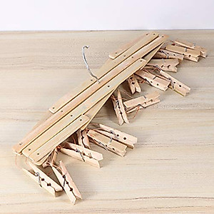 Cabilock Foldable Clip Hangers with Drying Clips Wood Underwear Hanger with 16pcs Clips Wooden Laundry Clip and Drip Drying Hanger for Socks Bras Lingerie Clothes Drying Rack 2pcs