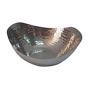 PresenceHHH Hammered Salad Bowl - Stainless Steel Candy Dish Mixing Bowl - Serving & Decorative Fruit Bowl - Oval Bowls for Office Desk, Home Decor, and Dining – (Silver - 14cm)