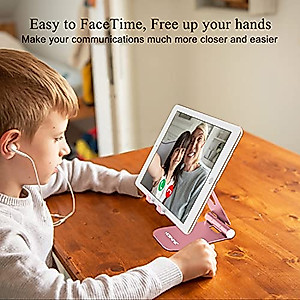 YOSHINE [Latest Version Cell Phone Stand Foldable, Adjustable Phone Stand, Tablet Stand Holder, Aluminum Stand Charging Dock for All Smart Phones and Tablets Desk Phone Accessories-Rose Gold