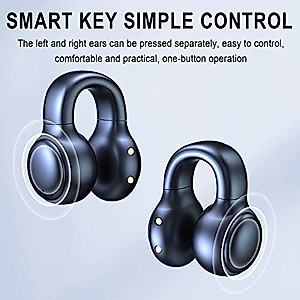 Bluetooth 5.3 Ear Clip Bone Conduction Headphones, Wireless Earbuds with Earhook for Gym, Open Ear in Ear Headphones, Mini Sports Waterproof Running Earring Headphones,