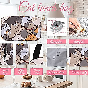 DIYKST Insulated Lunch Bag With Pockets Personalized Lazy Cat Printed on Lunch Cooler Bag For Women Men Boy Girl School Office Work Picnic