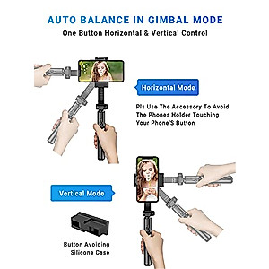 Gimbal Stabilizer For Smartphone, APEXEL 360° Rotation Auto Balance Small Portable Handhold Selfie Stick Tripod With Wireless Remote, 1-Axis Lightweight Extendable Stabilizer Gimble Iphone Phone Gopro