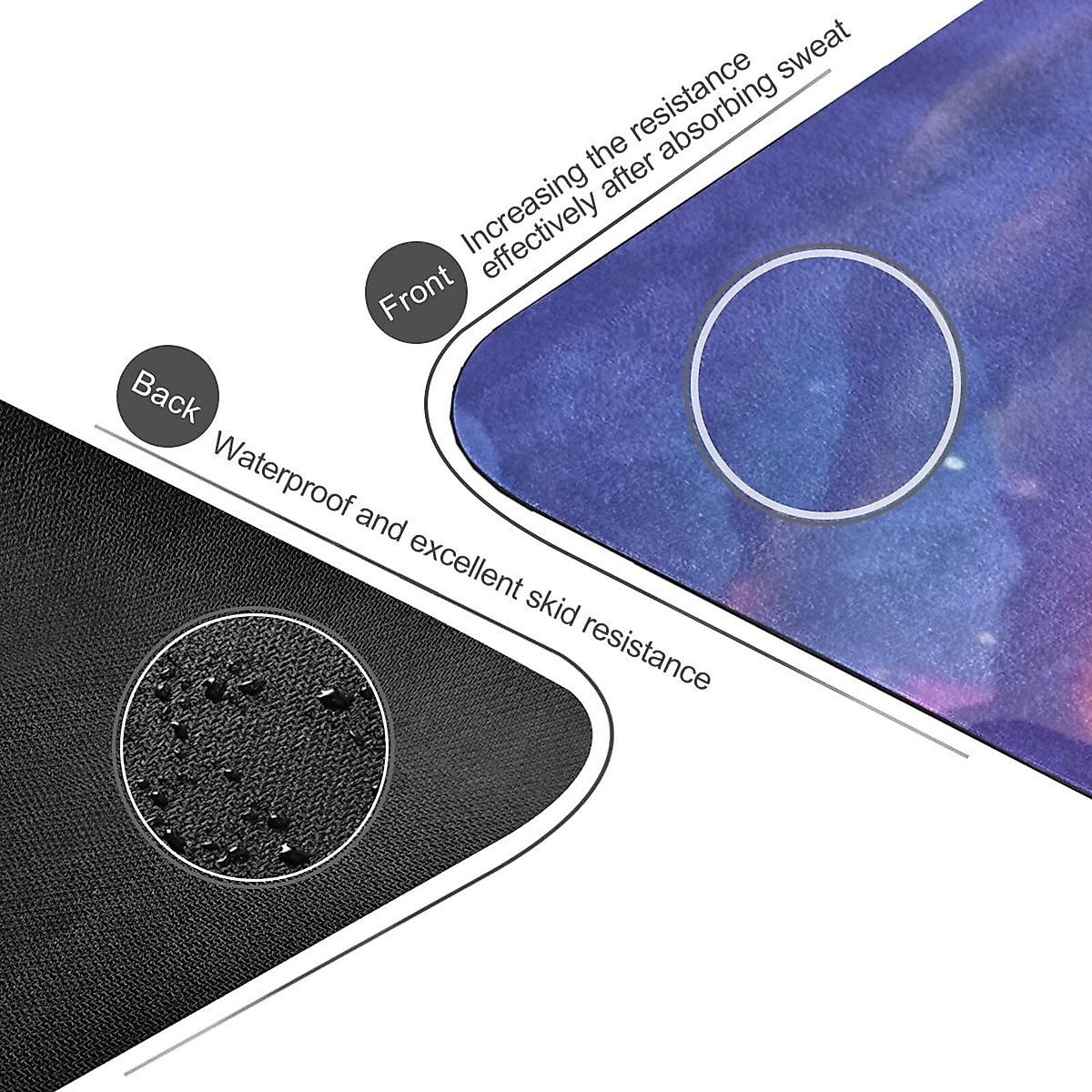 GOODOLD Rainbow Unicorn Yoga Mat, 71 x 26 Inch Non-slip Yoga Mats Folding Travel Exercise Mat Indoor Outdoor Gym Pilates with Storage Bag for Women Men