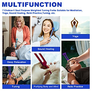 Chakra Tuning Fork Set, Upgraded Weighted Tuning Forks for Healing Chakra Set, Sound Healing Instruments Kit with Tuning Fork Activator for Chakra Healing Therapy, DNA Healing, Yoga, Meditation
