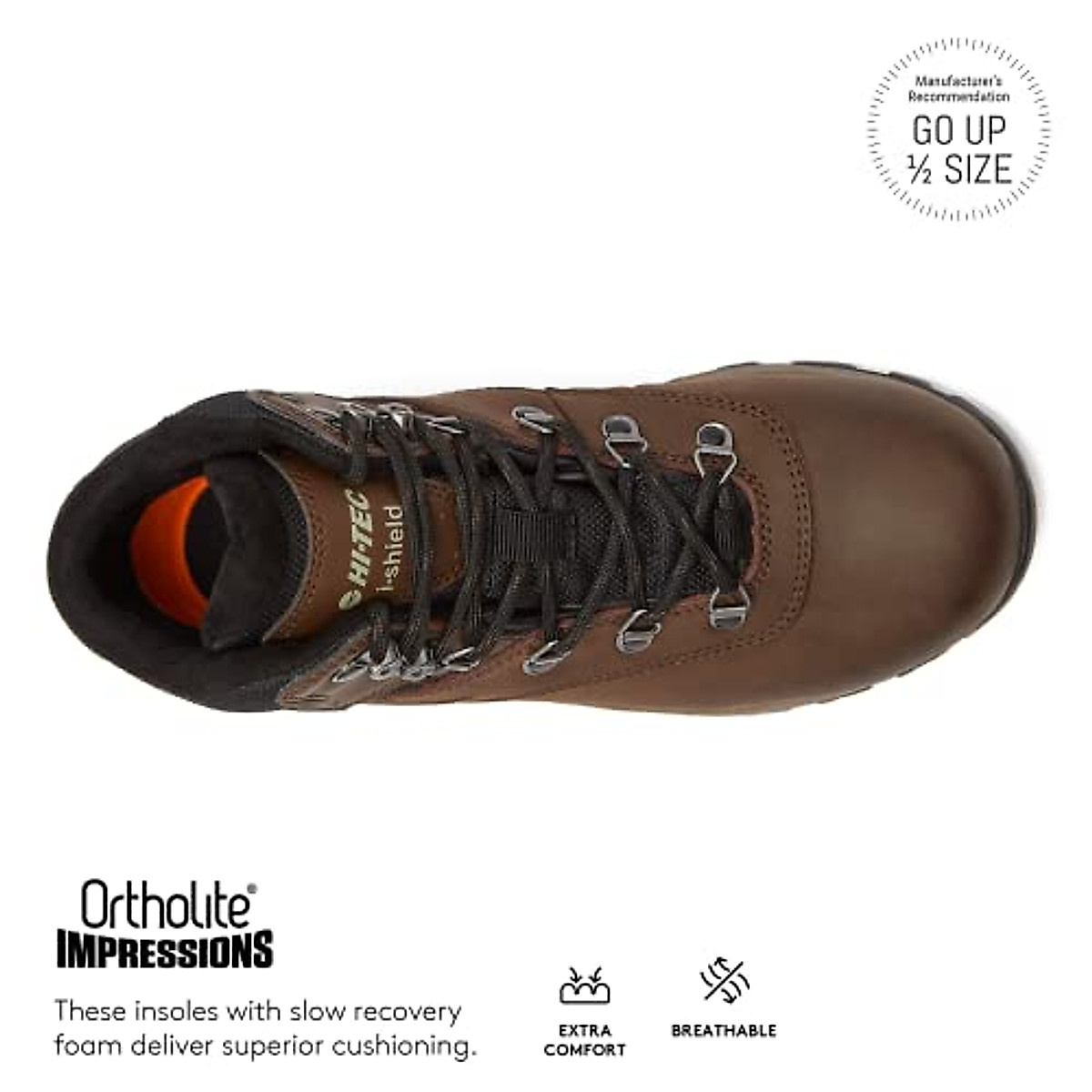 HI-TEC Altitude VI I WP Leather Waterproof Women's Hiking Boots, Trail and Backpacking Shoes - Dark Brown Tan, 11 Medium