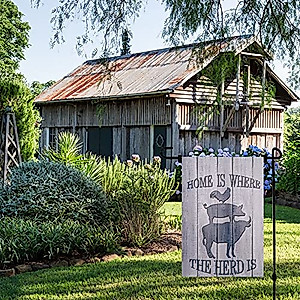 Meltelot Home Is Where Welcome To Farm Garden Flag, Farm Animals Cattle Pig and Cock Holiday Garden Flags for Outdoor Yard Porch, Decor for Out Side Vertical Double Side 12x 18 Inches