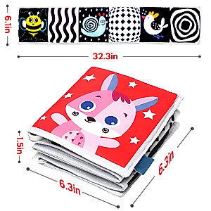 GFPGYQ Black and White High Contrast Baby Soft Books, Newborn Tummy Time Crib Toys for 0 3 6 to 12 Months, Stimulation Brain Development Color Crinkle Cloth Book