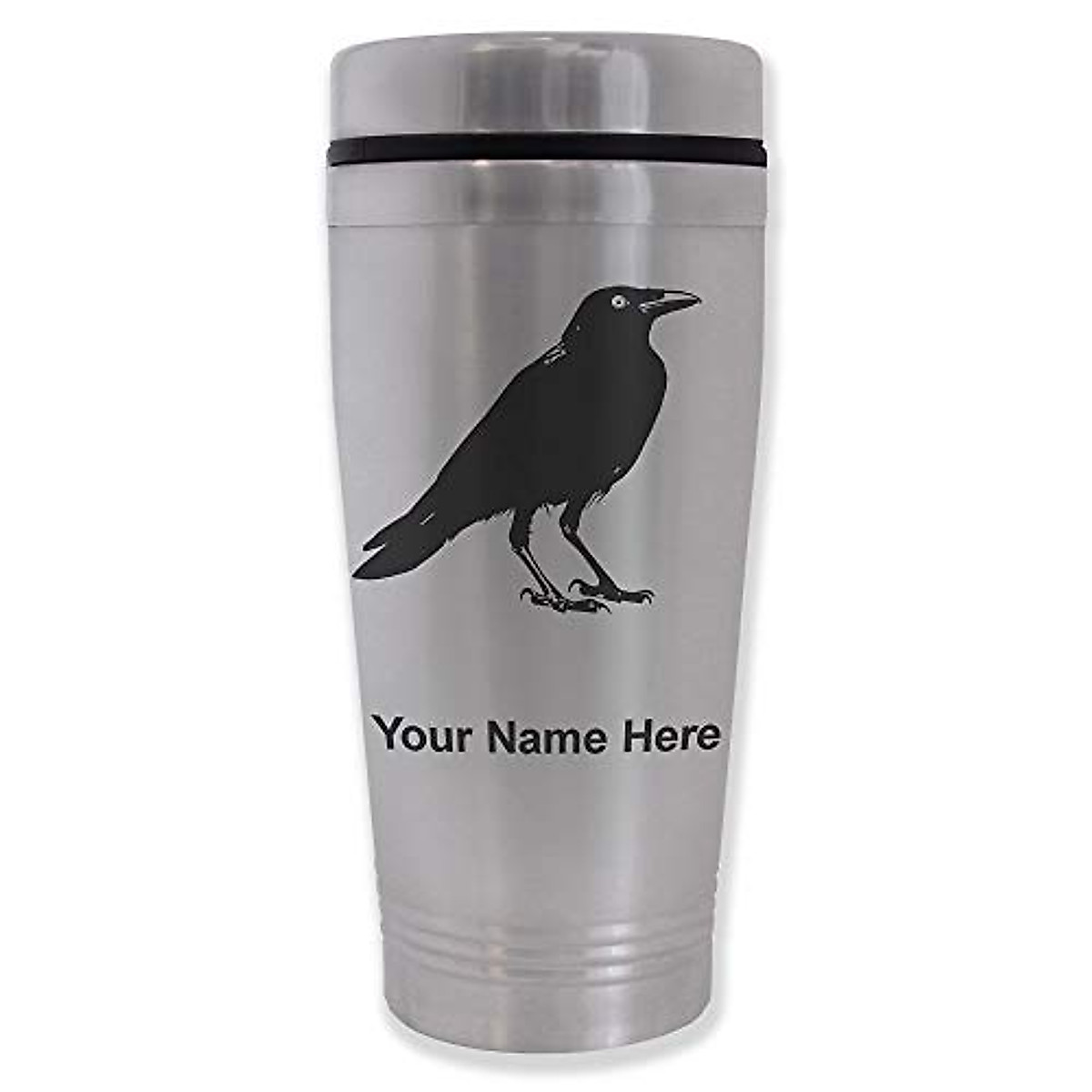 LaserGram 16oz Commuter Mug, Crow, Personalized Engraving Included