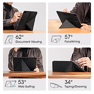 PITAKA iPad Pro 12.9 Case, Compatible with iPad Air 13 Inch (M2) & iPad Pro 12.9 (3-6th Gen) 2022/2021/2020/2018, Lightweight Portrait/Landscape Magnetic Case with 4 Standing Angles - Black