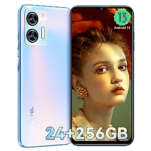 OUKITEL C35 - Cell Phone, 24GB RAM+256GB ROM Android 13 Phone, 50MP+8MP Camera, 6.56" HD+ Display Unlocked Phones, 5150 mAh Battery Mobile Phones,4G Dual SIM T-Mobile Smartphone, Face ID/GPS, Blue