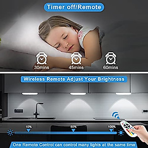 Under Cabinet Lighting Wireless with Remote, 48 LED Rechargeable Under Cabinet Lights, Kitchen Counter Lights Dimmable LED Closet Lights RGB Bar for Shelf, Car, Hallway, 15 Color Changing, 6 Pack