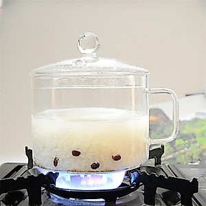 Glass Cooking Pot - 1.5L/50oz Clear Glass Cooking Pot, Glass Saucepan, Simmer Pot With Lid, Easy Grip Handles, Made from Oven, Microwave, Safe for Pasta Noodle, Soup, Milk, Tea