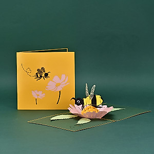 sunohyesla Pop Up Honey Bee Card,Honey Bee 3D Greeting Cards,For Mothers Day, Spring, Thinking of You, Thank You, Sympathy, Wedding, Anniversary, Just Because, All Occasion