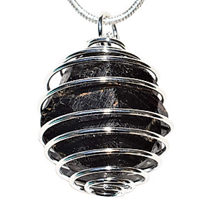 Zenergy Gems Charged Natural Almandine Garnet Hexoctahedral Crystal Pendant + 20" Silver Plated Chain + Selenite Charging Heart [Included]