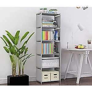 NiceAI Bookshelf Lightweight Slim Modern Bookcase Metal Framework Children's Room Arrangement Toys Office A4 File Books Kitchen Clothing Storage Rack Gray
