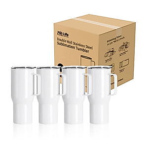 PYD Life Sublimation Tumblers Blanks with Handle 25 OZ Coffee Travel Car Stainless Steel Mugs Cups with Leakproof Lid and Straw for Mug Tumbler Heat Press Sublimation Oven Printing 4 Pack
