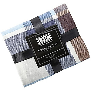 Lavish Home Allure Plaid Soft Blanket-Oversized, Luxuriously Fluffy, Vintage-Look and Cashmere-Like Woven Acrylic-Breathable and Stylish Throws