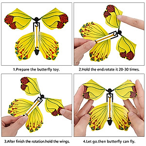 AhlsenL 25 PCS Flying Butterfly Toy, Flying Butterfly Wind up Butterfly Toy Butterfly Card Rubber Band Powered Toy for Wedding Birthday Party Book and Greeting Cards(Upgrade 25 Styles)