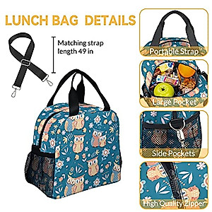 COOPASIA Owl Backpack with Lunch Box And Pencil Case, 16 Inch Owl Theme Bookbag with Adjustable Straps, Durable, Lightweight, Large Capacity, School Backpack for Girls Women
