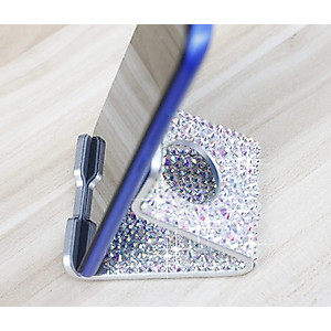 CARCHILE S3 Bling Rhinestones Crystal Cell Phone Stands, Phone Holder for Desk, Phone Desktop Holder Stand Compatible with iPhone IPAD Samsung (Silver)