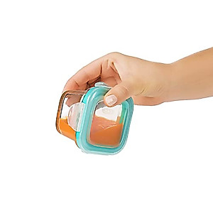 OXO Tot Glass Baby Blocks Food Storage Containers, Teal, 4 oz
