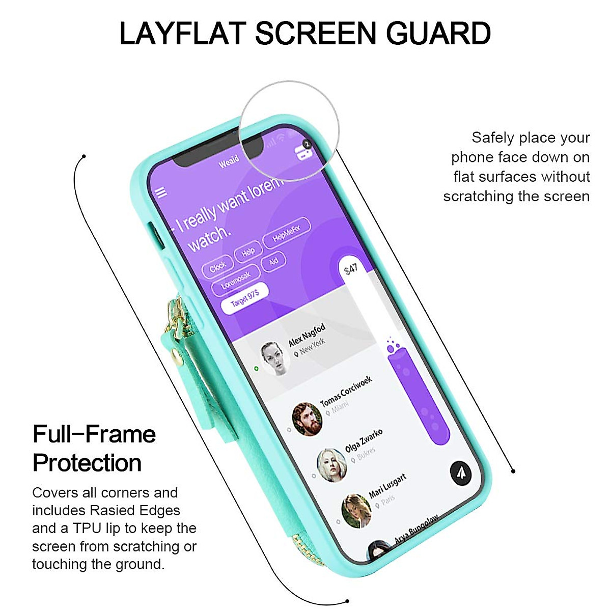 iPhone XR Case, ZVE for iPhone XR Wallet Case with Credit Card Holder Slot Shockproof Protective Leather Wallet Zipper Pocket Purse Handbag Wrist Strap Case for Apple iPhone XR 6.1" (2018) Blue