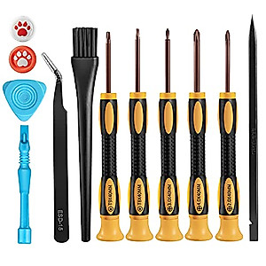 Cleaning Repair Tool Kit for PS4 PS5-12 in 1 TR8 TR9 T8 T9 Torx Security Screwdriver with PH00 PH0 PH1 Set, Thumb Cap, Tear Down Accessories for Playstation 4 5 3 PS3 Console, Controller