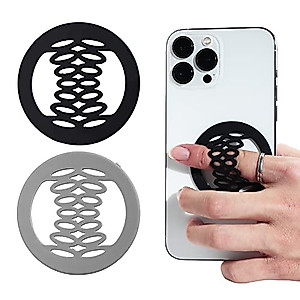2 Pcs Finger Strap for Phone, Elastic Phone Grip Strap Holder for Smart Phone Gripper - Silicone Finger Strap - Phone Finger Holder for iPhone（Black and Grey）