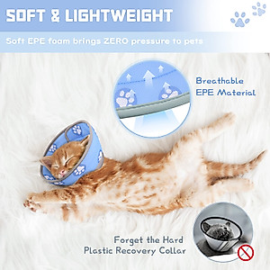 Supet Cat Cone Collar Soft to Stop Licking After Surgery Cat Recovery Collar for Small Large Cats Adjustable Elizabethan Collar for Cats Kittens